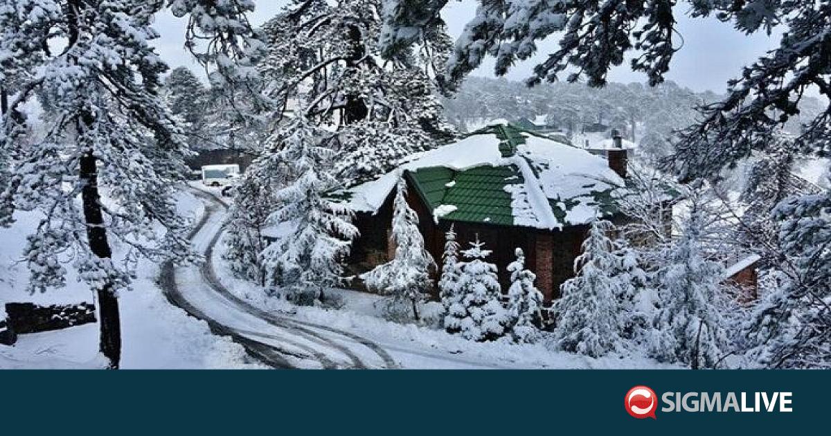 Παγετός και χιονόπτωση επηρεάζουν δρόμους στα ορεινά-Μαγευτικές εικόνες ...