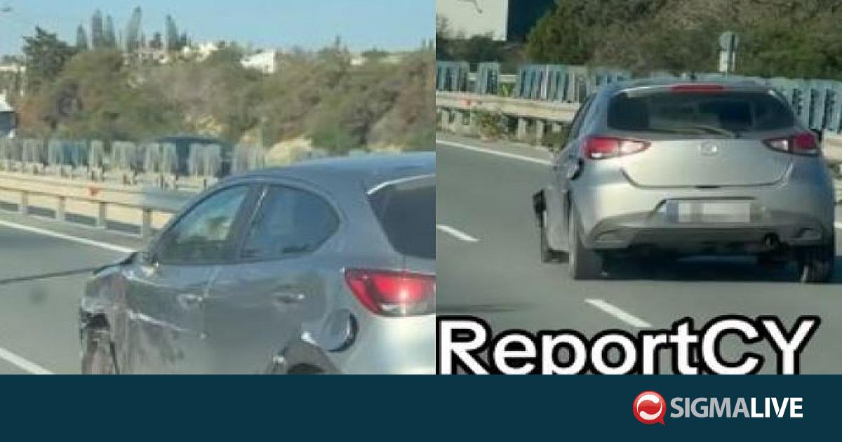 ΒΙΝΤΕΟ: Τρακαρισμένο όχημα κινείται στον αυτ/δρομο χωρίς λάστιχο ...