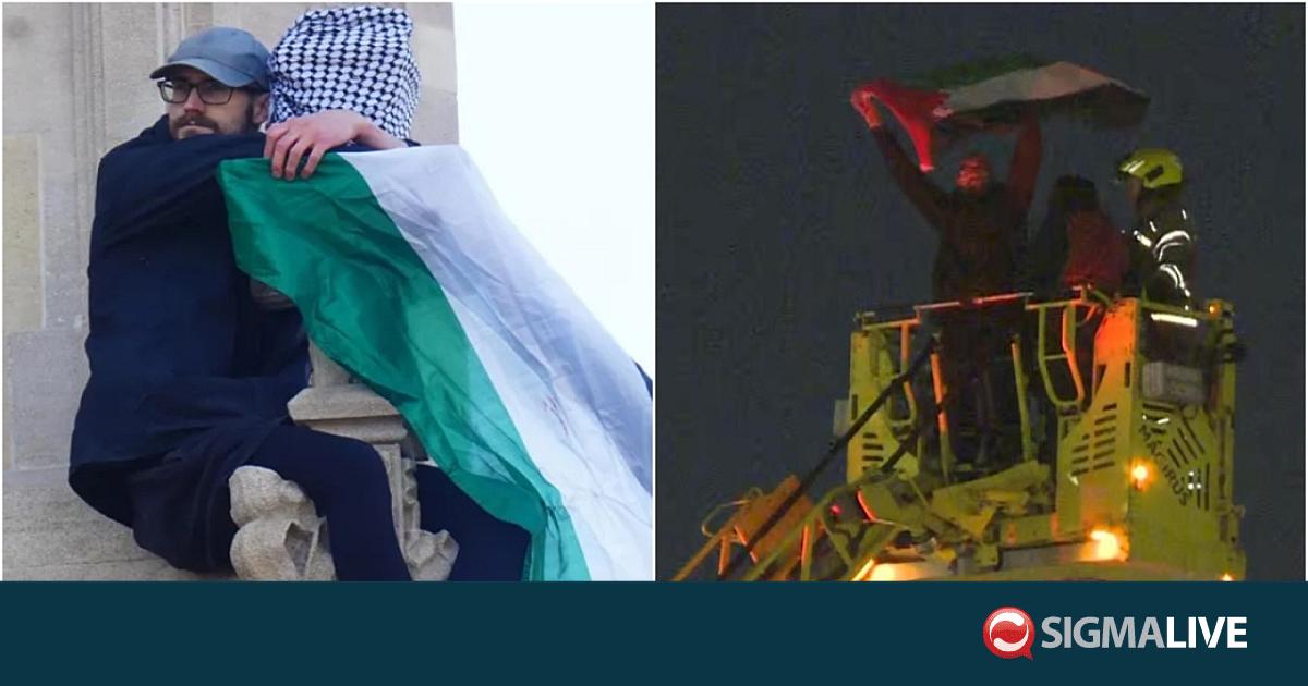 Κατέβηκε απ'το Big Ben μετά από 16 ώρες ο άνδρας με την σημαία της Παλαιστίνης - Sigmalive