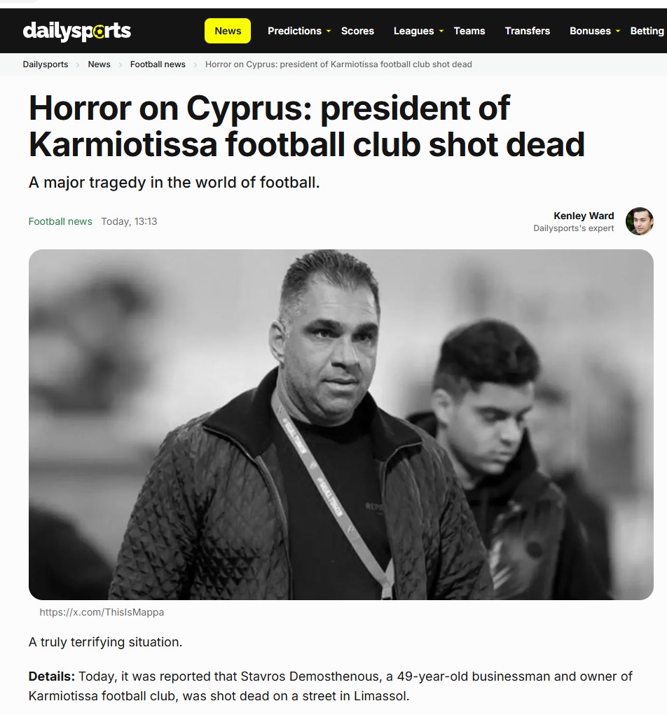 Η δολοφονία Σταύρου Δημοσθένους σε ρωσικά ΜΜΕ και Reuters - Sigmalive